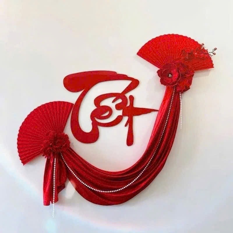 Set of Letters CNYs and Decorative Red Velvet Fabric CNY 2025 Combining ...