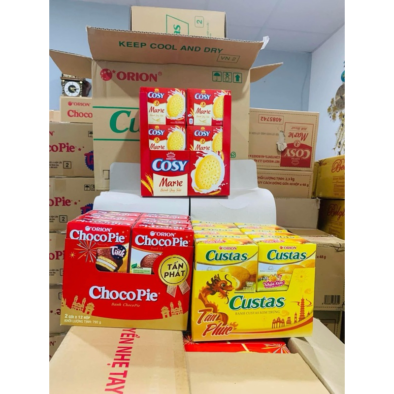 Chocopie/custas/cosy - Gift basket wrapped cake CNY Orion/Kinh Do 1 lot ...