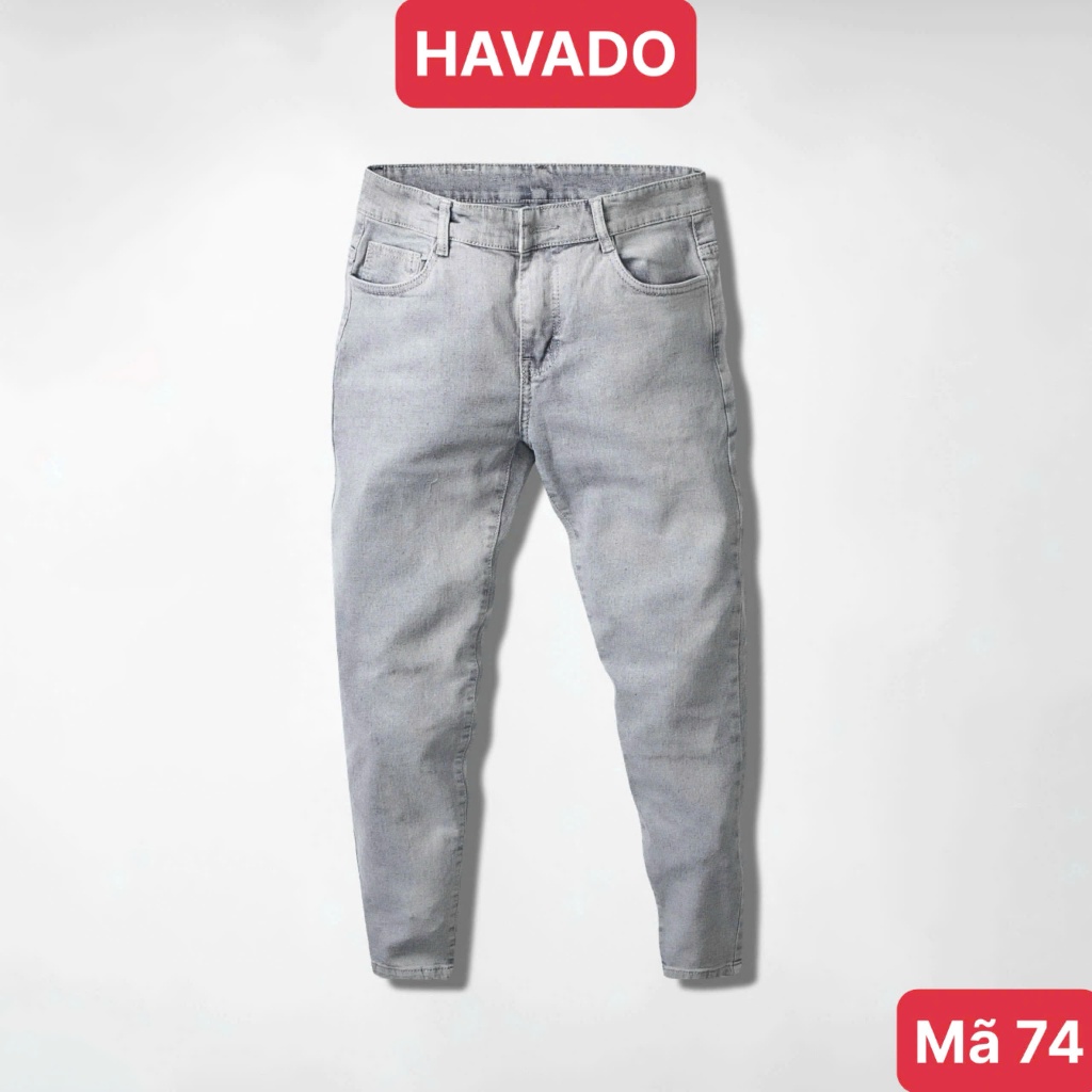 Men's jeans without tearing at the knees, plain gray, 4-way stretch ...