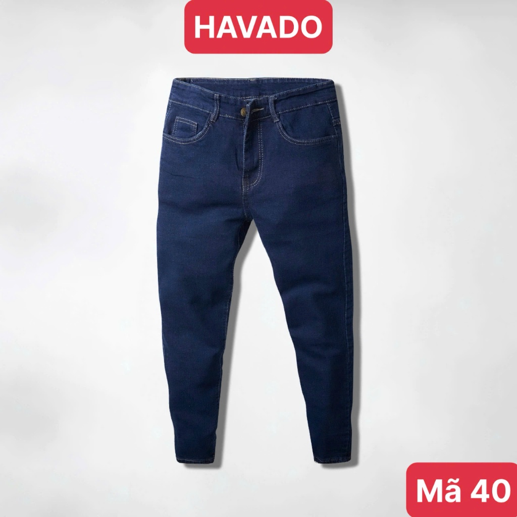 Men's jeans without tearing at the knees, dark blue, plain, 4-way ...