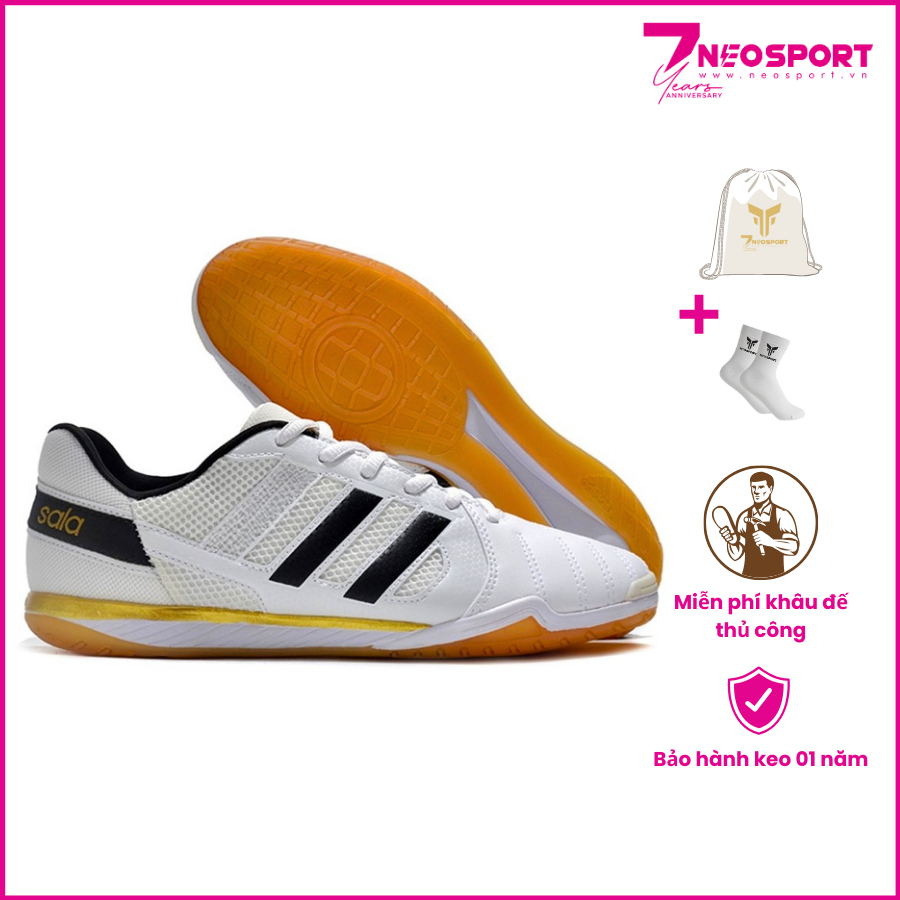 (Full Sole stitched) Futsal Top Sala Soccer Shoes White/Black Boost ...
