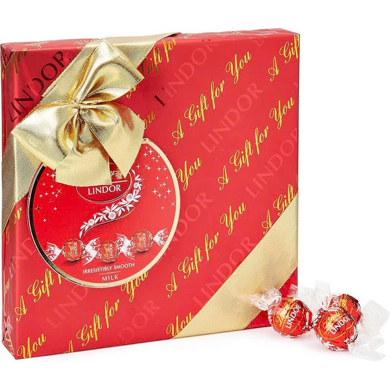 Lindt Lindor chocolate candy 287g - Square box with beautiful bow, red ...