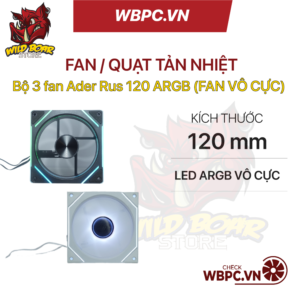 Ader Rus 120 ARGB 3-FAN radiator FAN kit (INFINITE FAN) Black/White ...