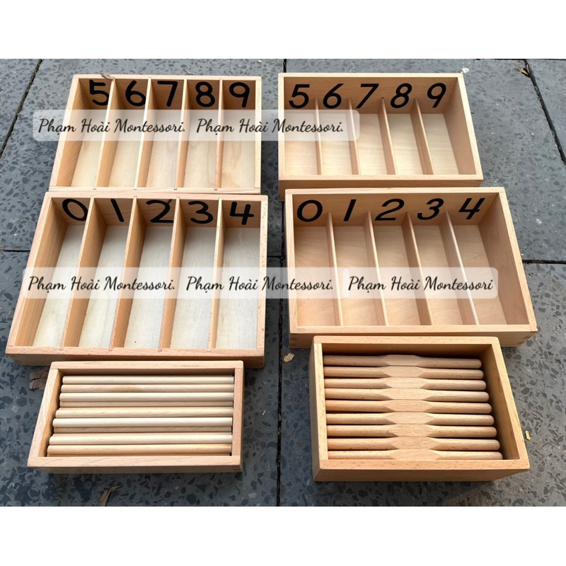 Box of 45 counting sticks, montssori Spindle Box With 45 Spindles ...