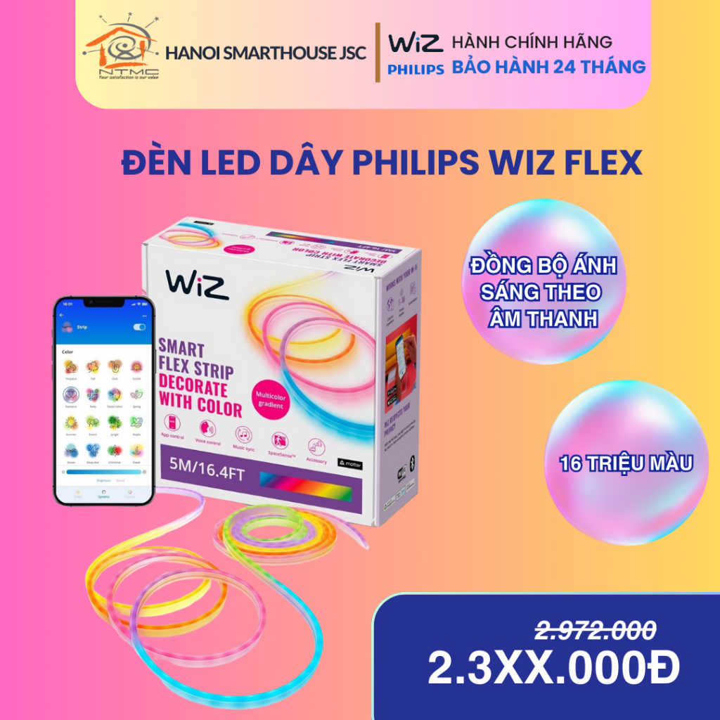 Philips WiZ Flex 5m smart LED string light - Flexible bending, 16 ...