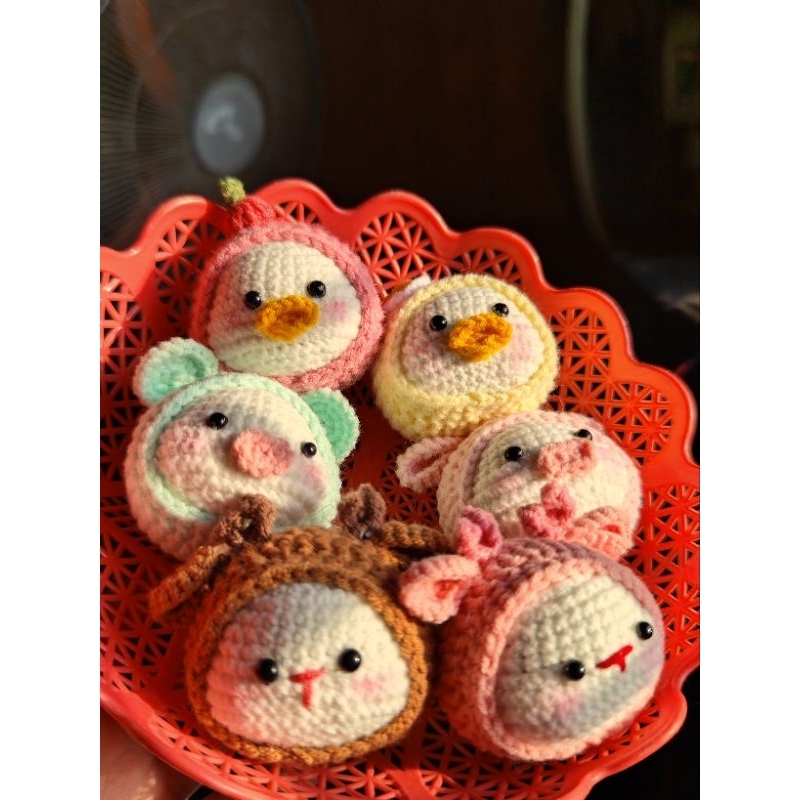 Handmade bear, duck, rabbit, etc. mochi keychains (change color, please ...