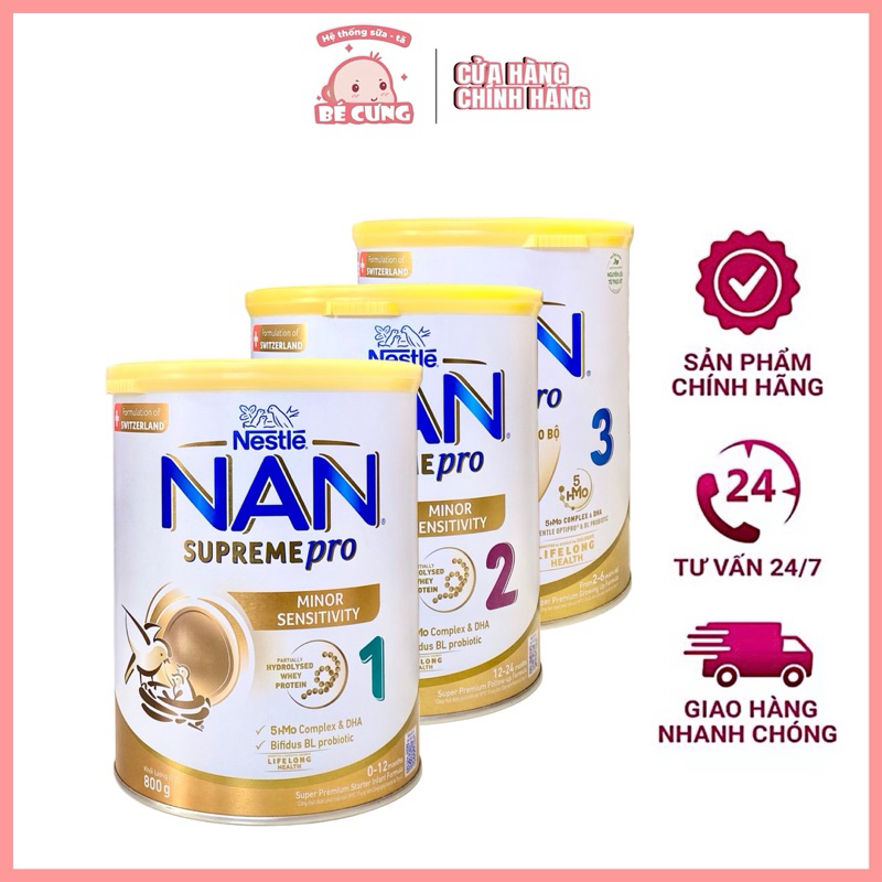 Nan Supreme Pro Powdered Milk No.[1/2/3] 800g - Special Nutrition for Children with Beef Protein ...