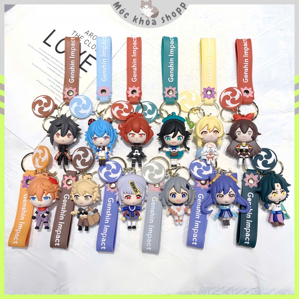 Sharp Genshin Impact keychain, Mona,Qiqi, Wenti, Aiden shogun, Noele ...
