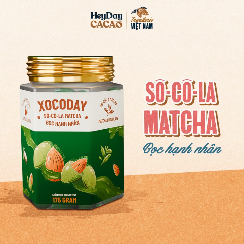 Xocoday Matcha Chocolate Covered with Almonds - 175g Jar - Heyday ...