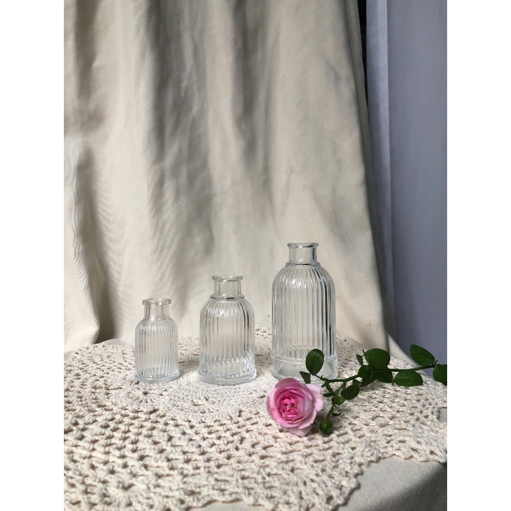 Striped Flower Vase 7,3cm High Transparent 40ml - Cute Small Mini ...