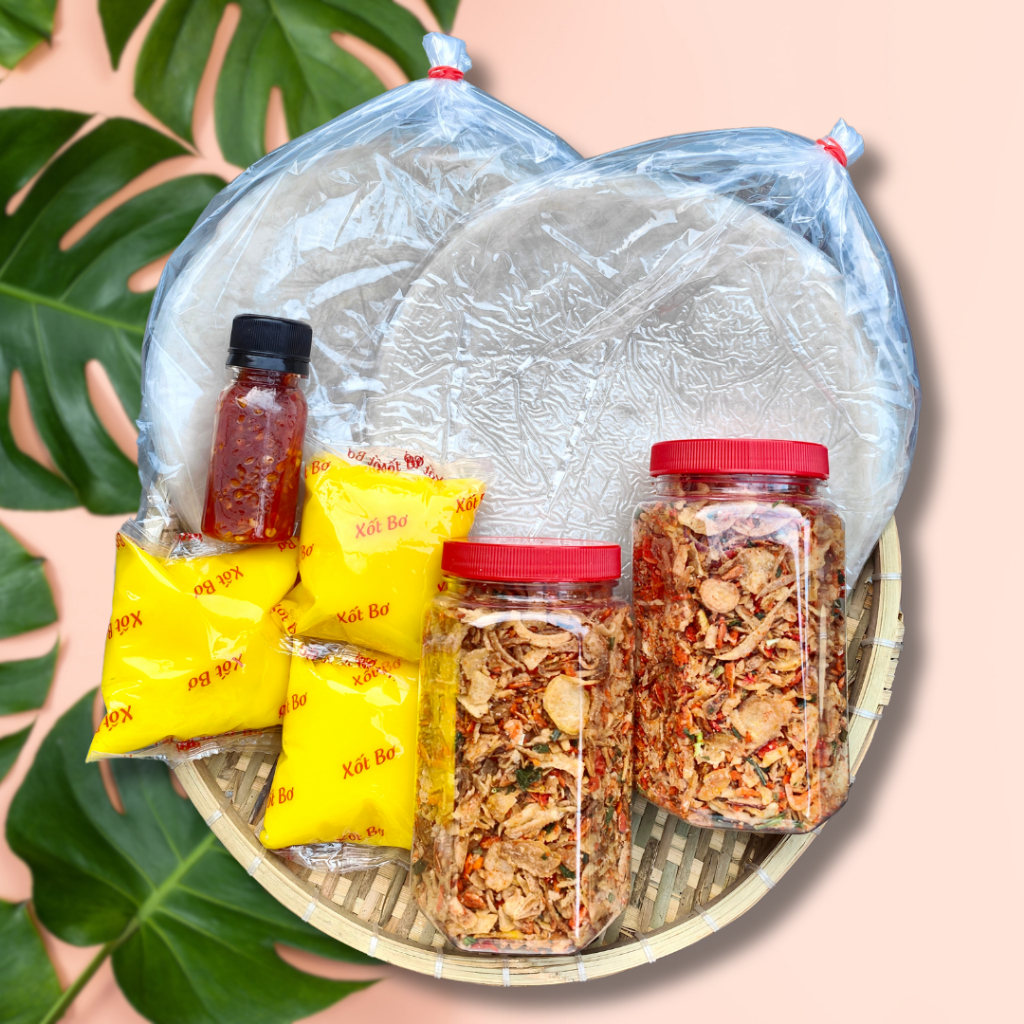 Combo 500g dew-dried rice paper, 400g salt, fried onion and shrimp ...