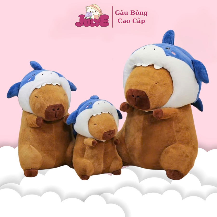 Capybara Teddy Bear with Shark Hat, Capybara Shark Cosplay, Premium ...