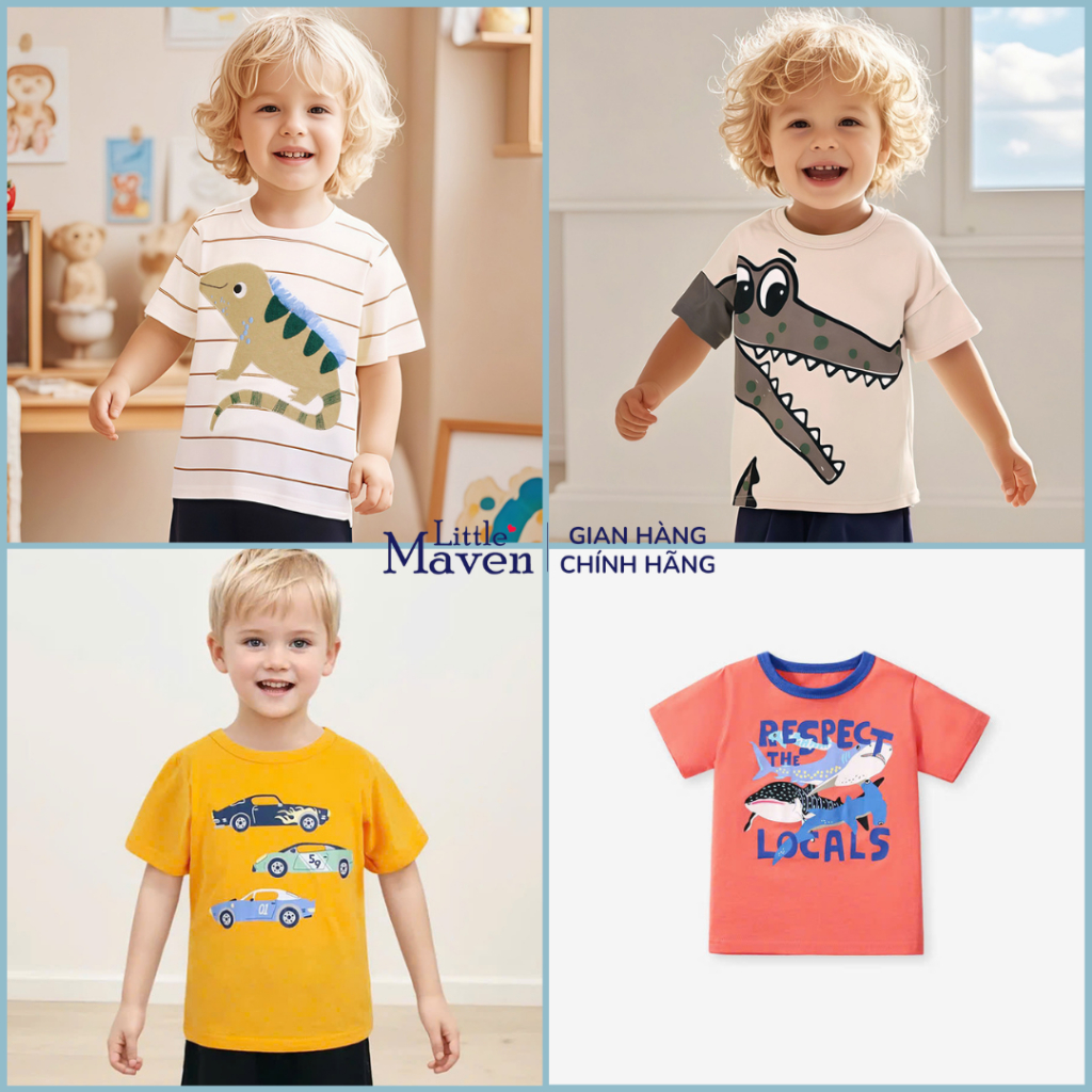 Little Maven boys' summer shirt collection with dynamic animal patterns ...
