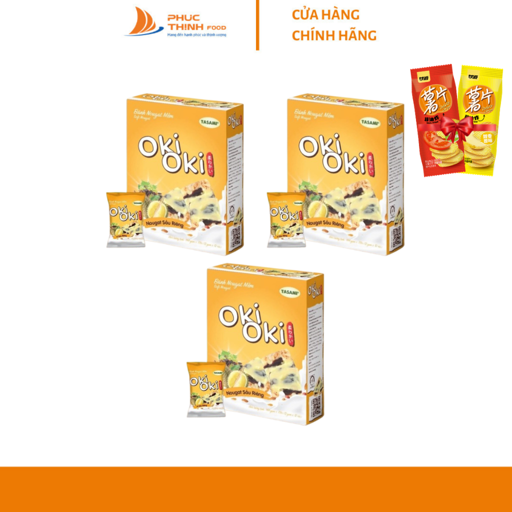 [Free Potato snack] Combo of 3 Boxes of Oki Oki Durian Nougat Cake 144g ...