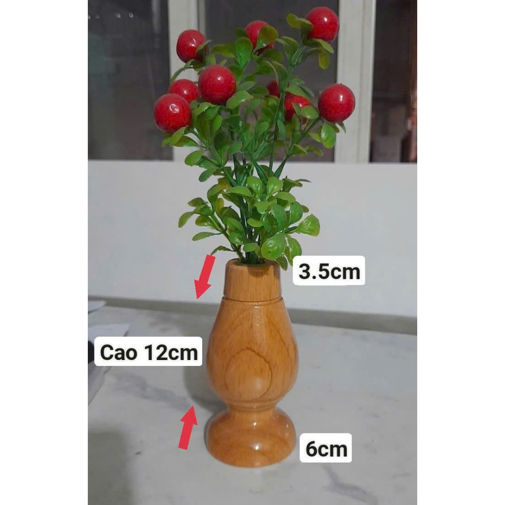 Decorative wooden flower vase - Solid rubber wood flower vase (1 piece ...