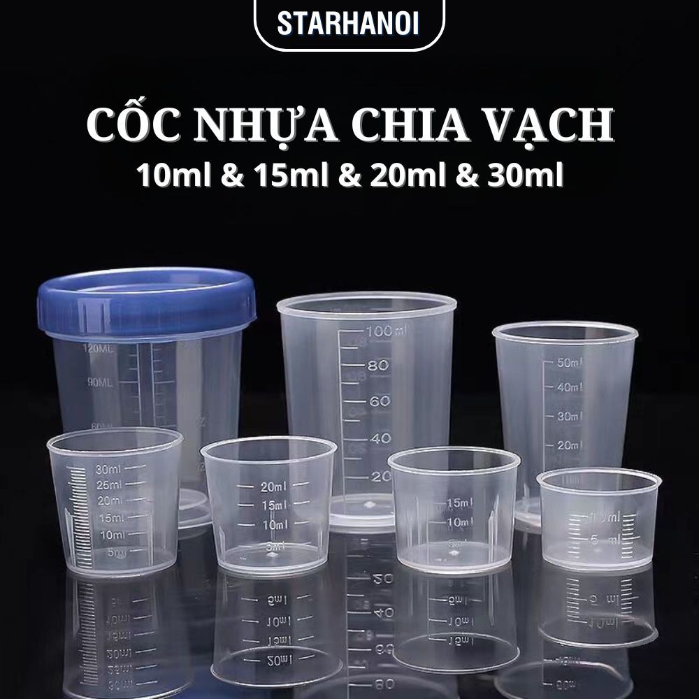 Set of 10 Plastic Cups with Ml Dividers Transparent Plastic Cups ...