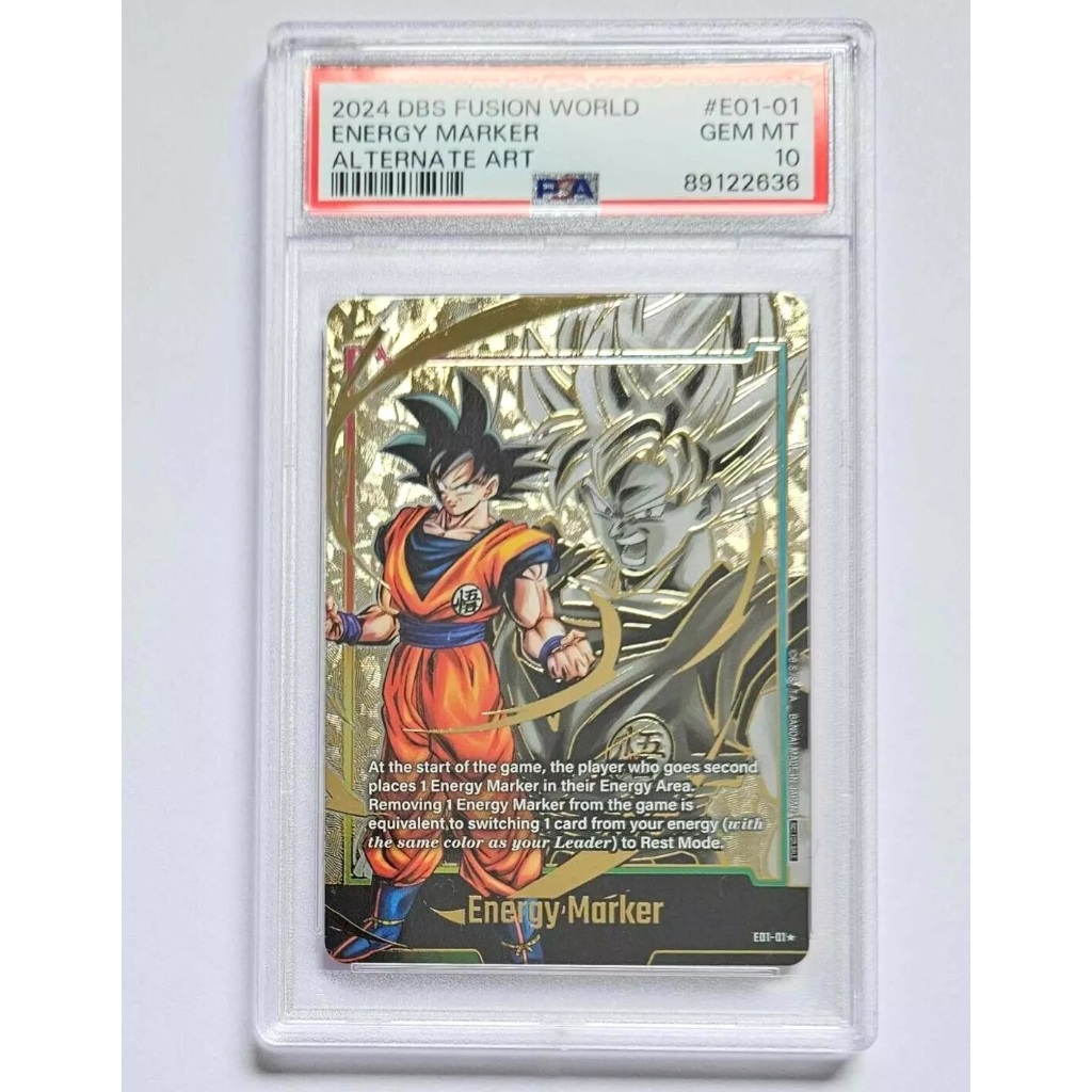 Goku Dragon Ball Super Fusion World Card E01 01 Energy Marker PSA 10 GEM MT Gold Alt EN NF14 1 ...