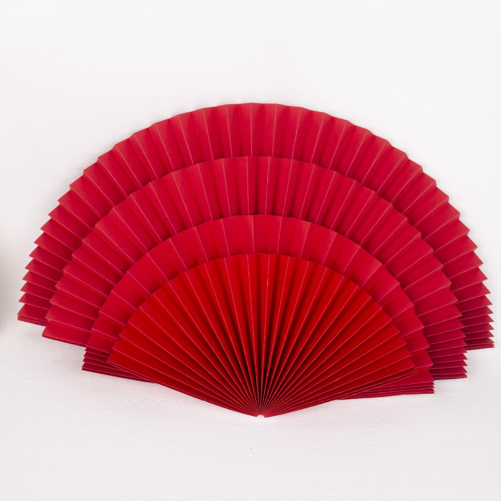 CNY Decorative fan folding red paper - Pre-folded fan blank, paper size ...
