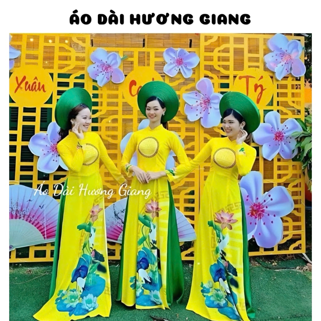 *Ao Dai for uniform, performance, dance, outstanding, bright yellow - Huong Giang Ao Dai ...