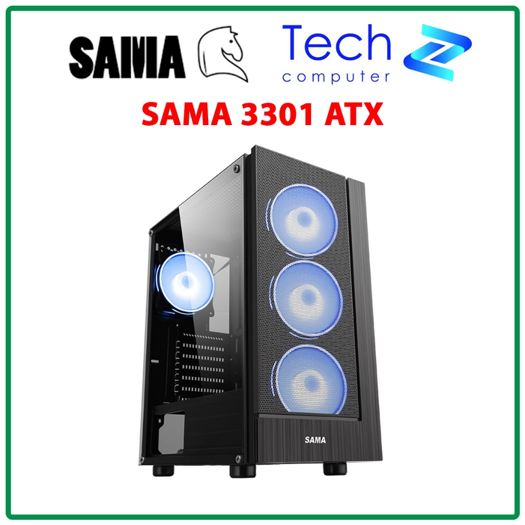 Sama 3301 Case (Mid Tower/Black/Mesh/3 Fans Included) | Shopee Malaysia