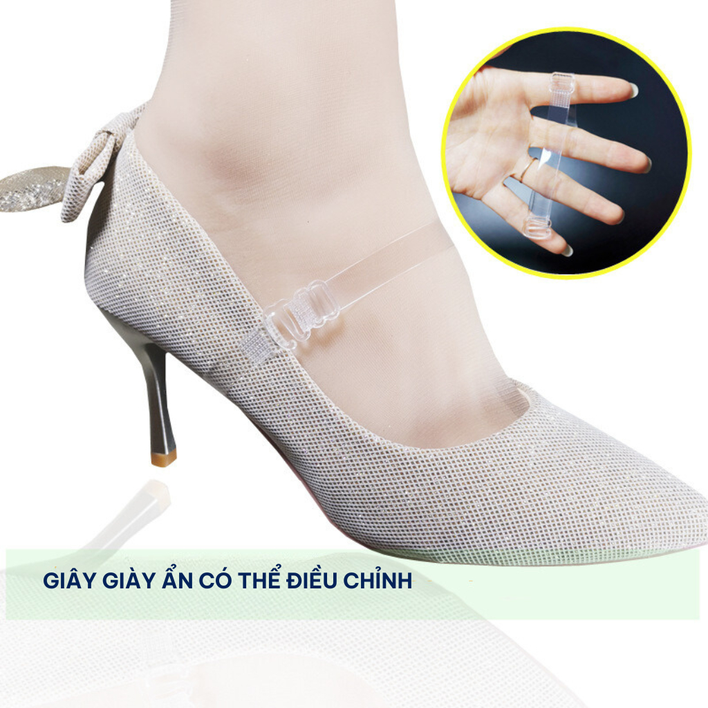 Transparent silicone hidden shoe straps with clasps to increase or ...
