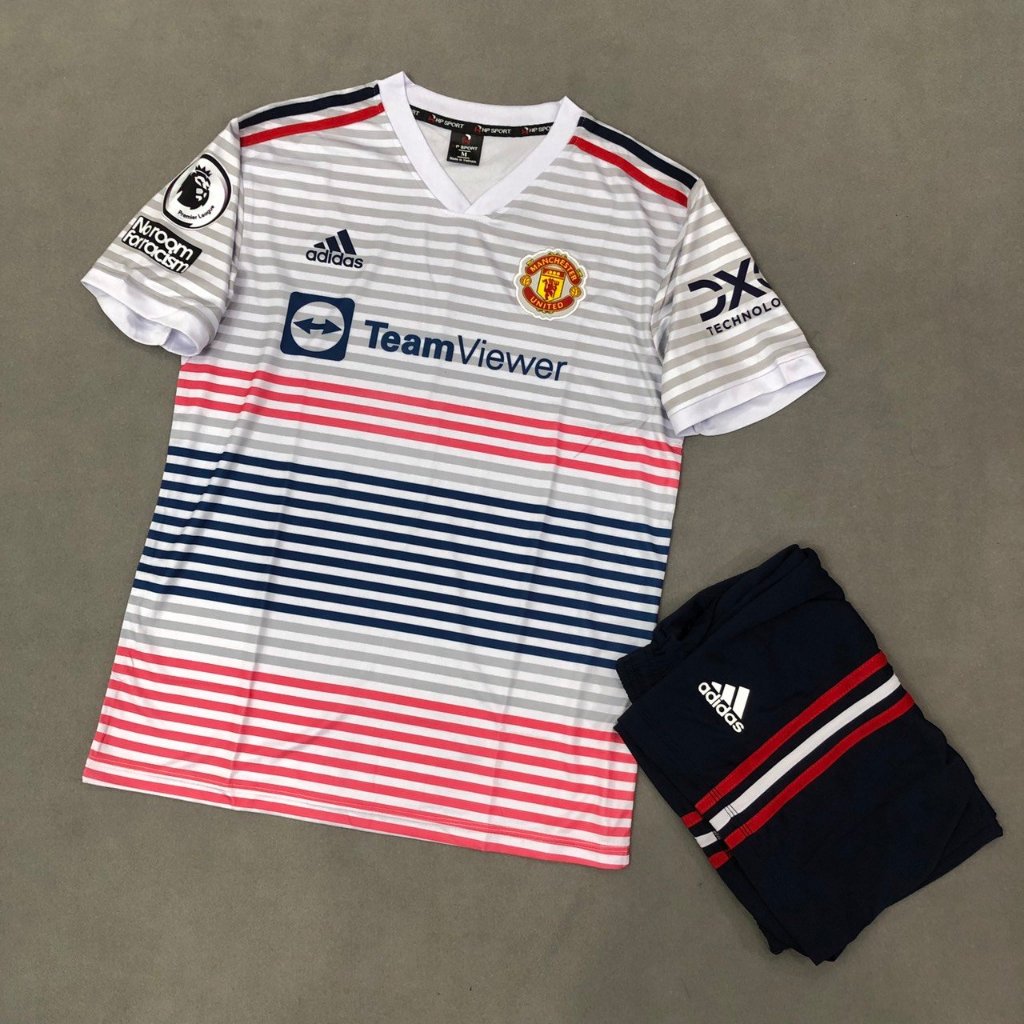 2022 HP FLG Noroom White Horizontal Striped MU Football Kit | Shopee ...