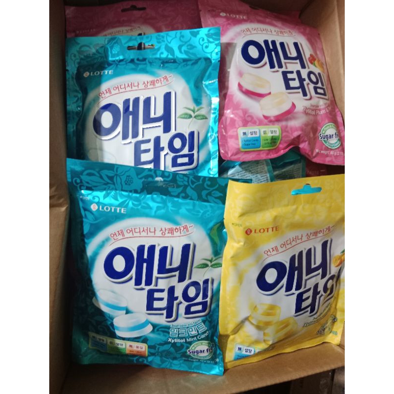 [Genuine Product]korean Sugar-Free Lotte Anytime Candy 60g Lemon/Peach ...