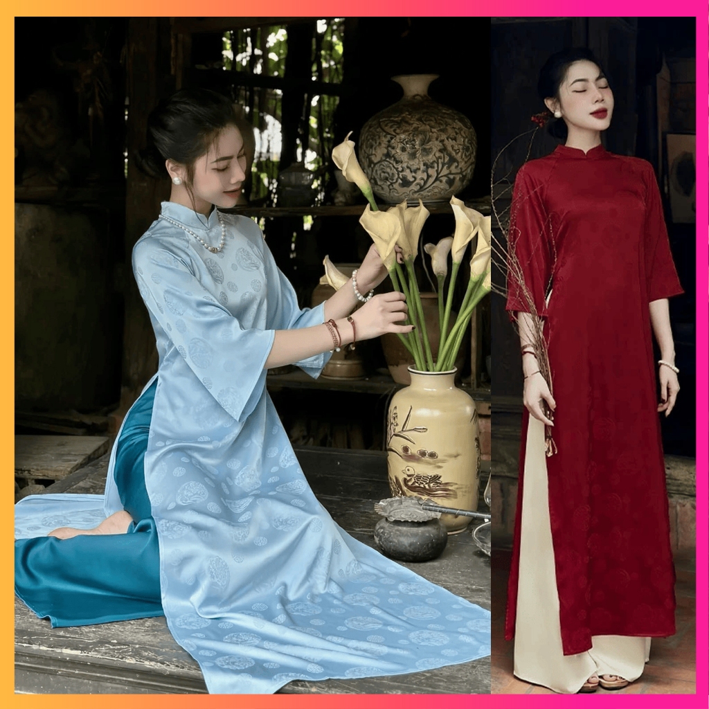 Bich Ly modernized ao dai, straight shape, ready-made brocade fabric ...