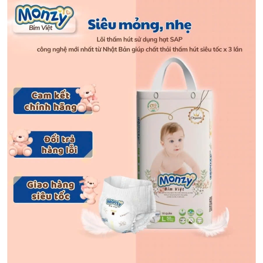 Monzy Organic Premium Diaper Pants 50 pieces (1 pack) All sizes for ...