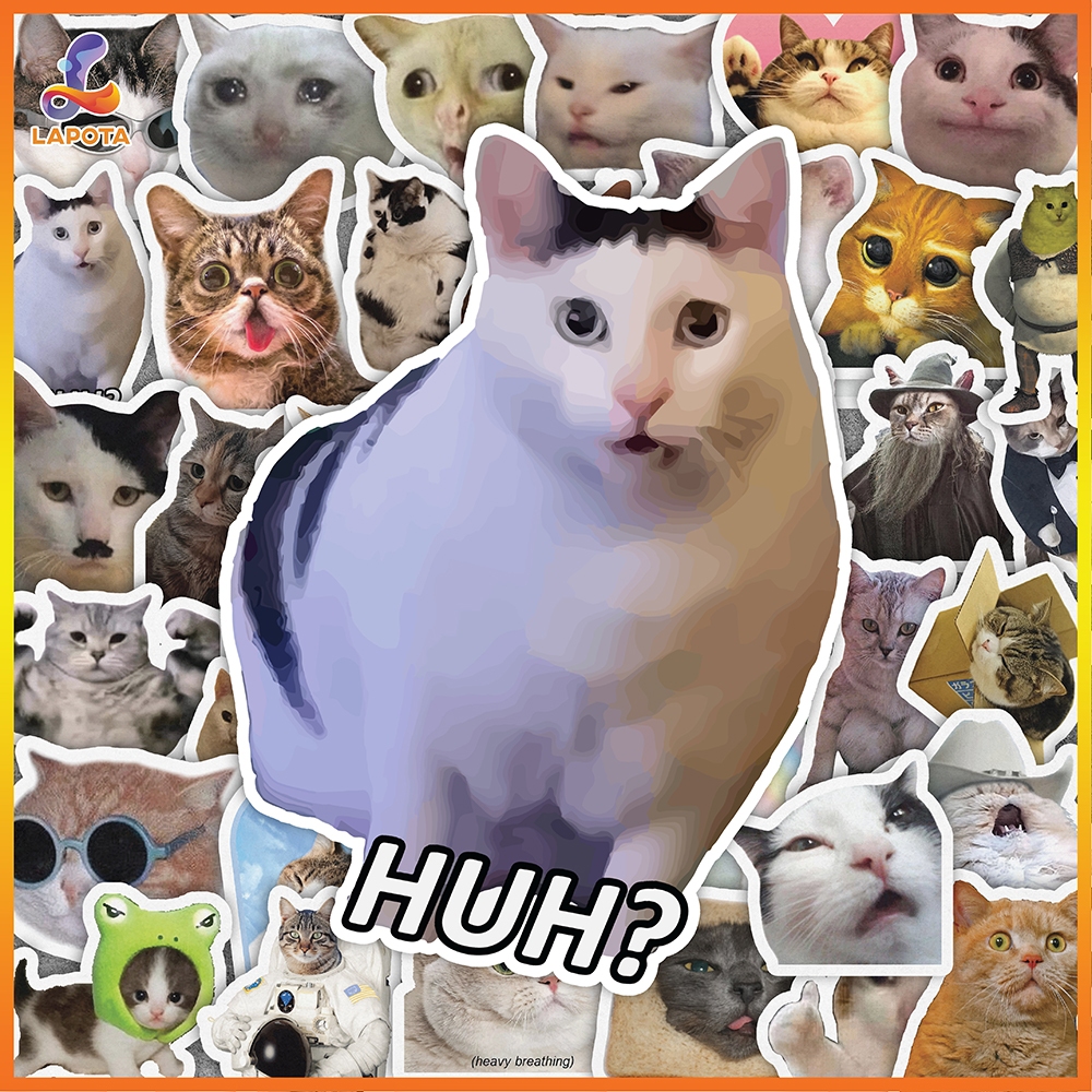 Set of 50 Cat Meme Stickers, Waterproof Cat Meme Stickers, Dog and Cat ...