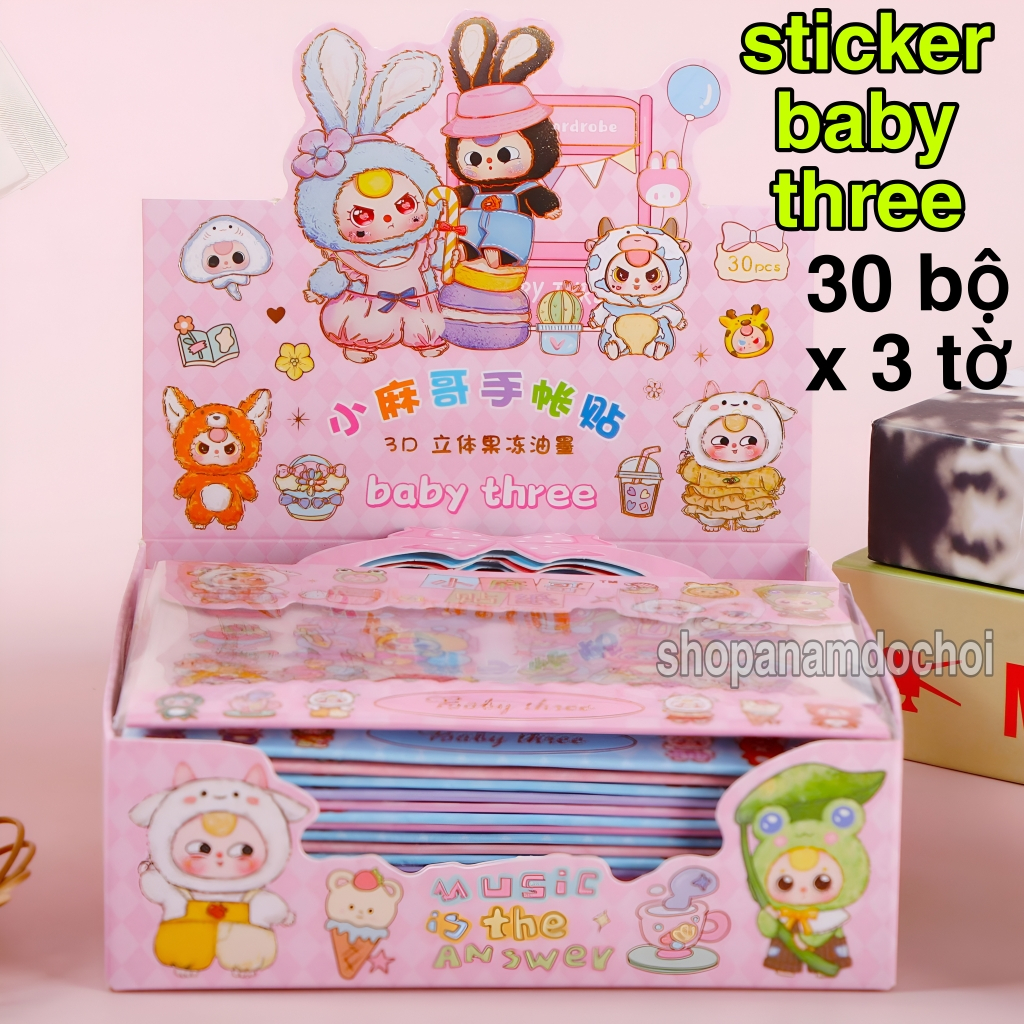 Box of 30 sets of baby three stickers, beautiful waterproof baby three ...