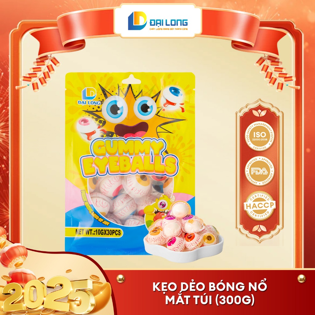 [300g Bag] DAI LONG CANDY eye-shaped exploding ball gummy candy ...