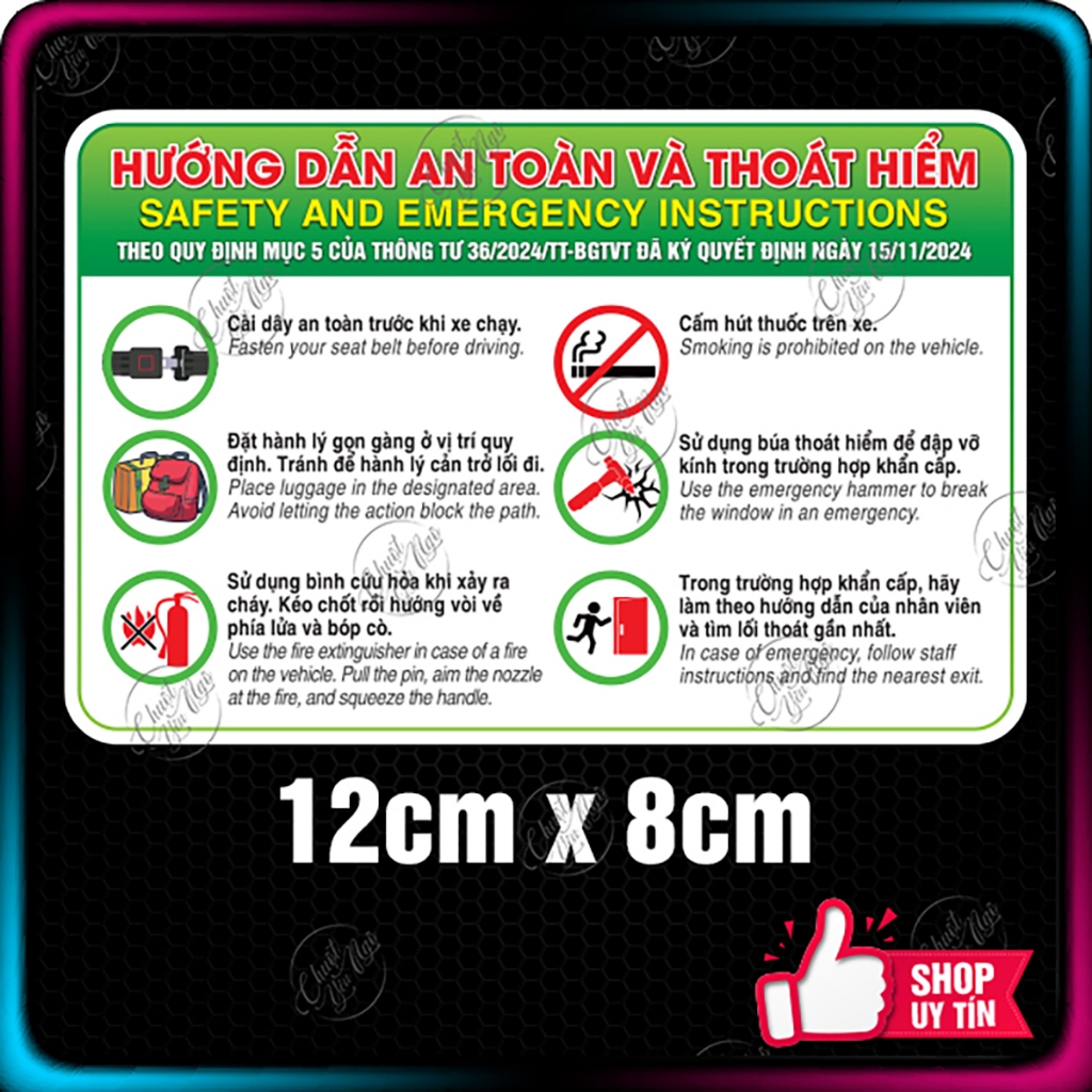 SAFETY AND ESCAPE stamp Circular 3/2024/tt-bgtvt passenger car ...