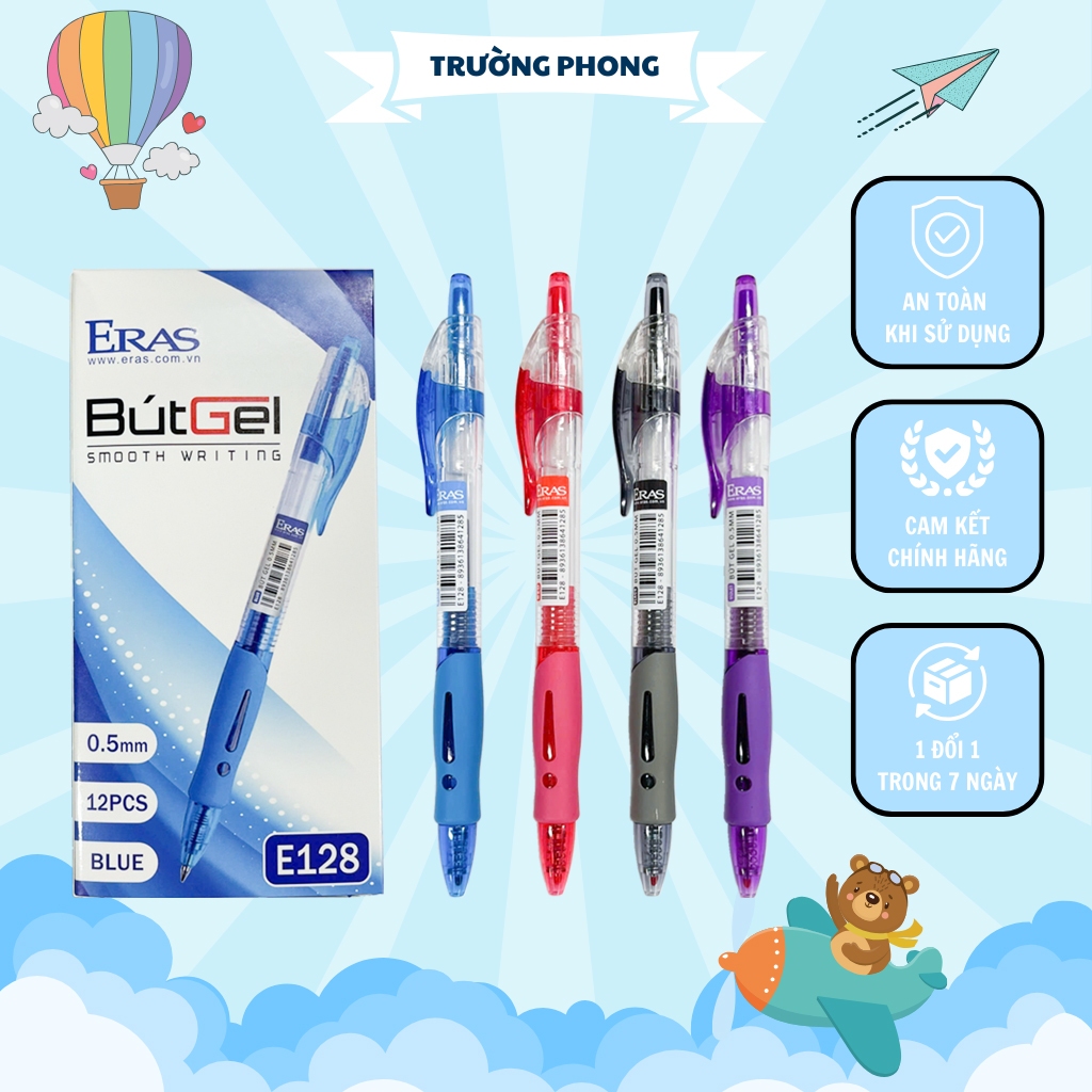 Eras Press Nib Gel Pen 0.5mm Eras, 4 Ink Colors Blue, Black, Purple ...