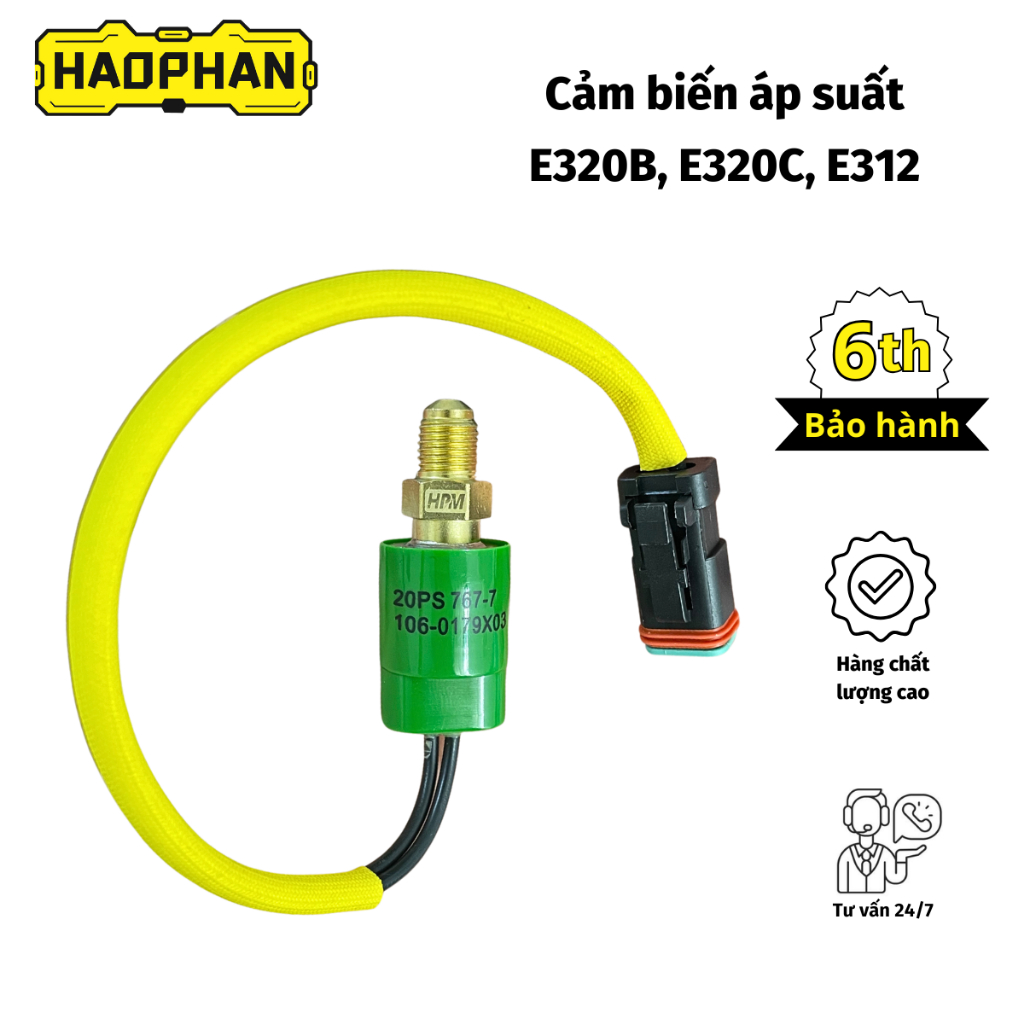 Caterpillar pressure sensor E320B, E320C, E312 square jack, small, HPM ...