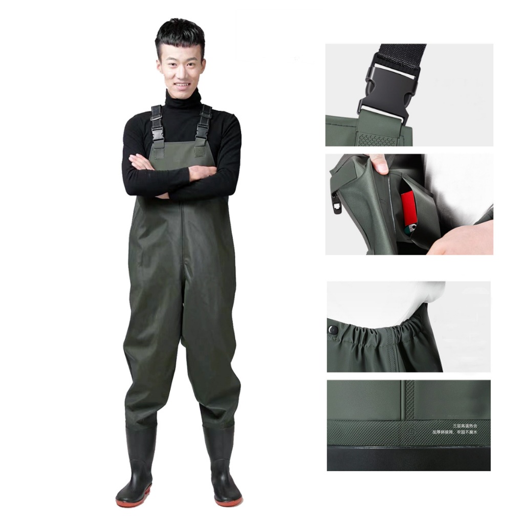 New Model Gray type 1 waterproof wading overalls with inside pocket ...