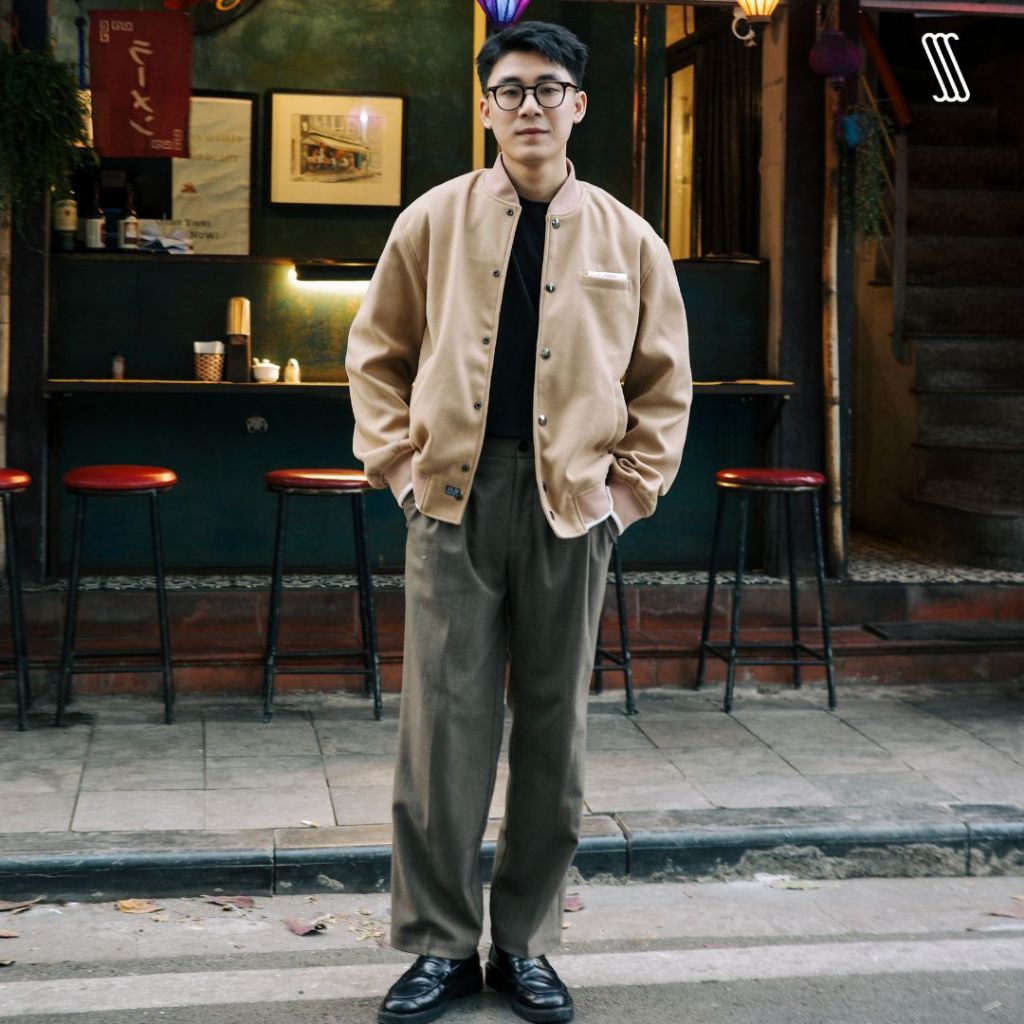 Ssstutter men's and women's bomber JACKET, boxy form, 3-color Korean ...