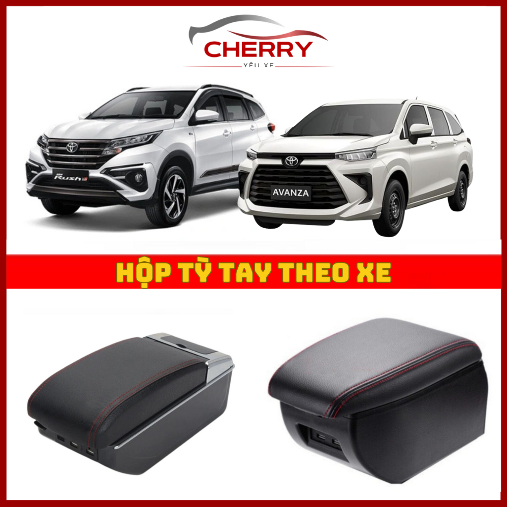 Toyota Rush / Avanza armrest box, black with red thread, convenient USB ...