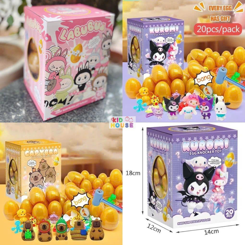 Kuromi, Capybara, Labubu golden egg Blindbox box with hammer for ...