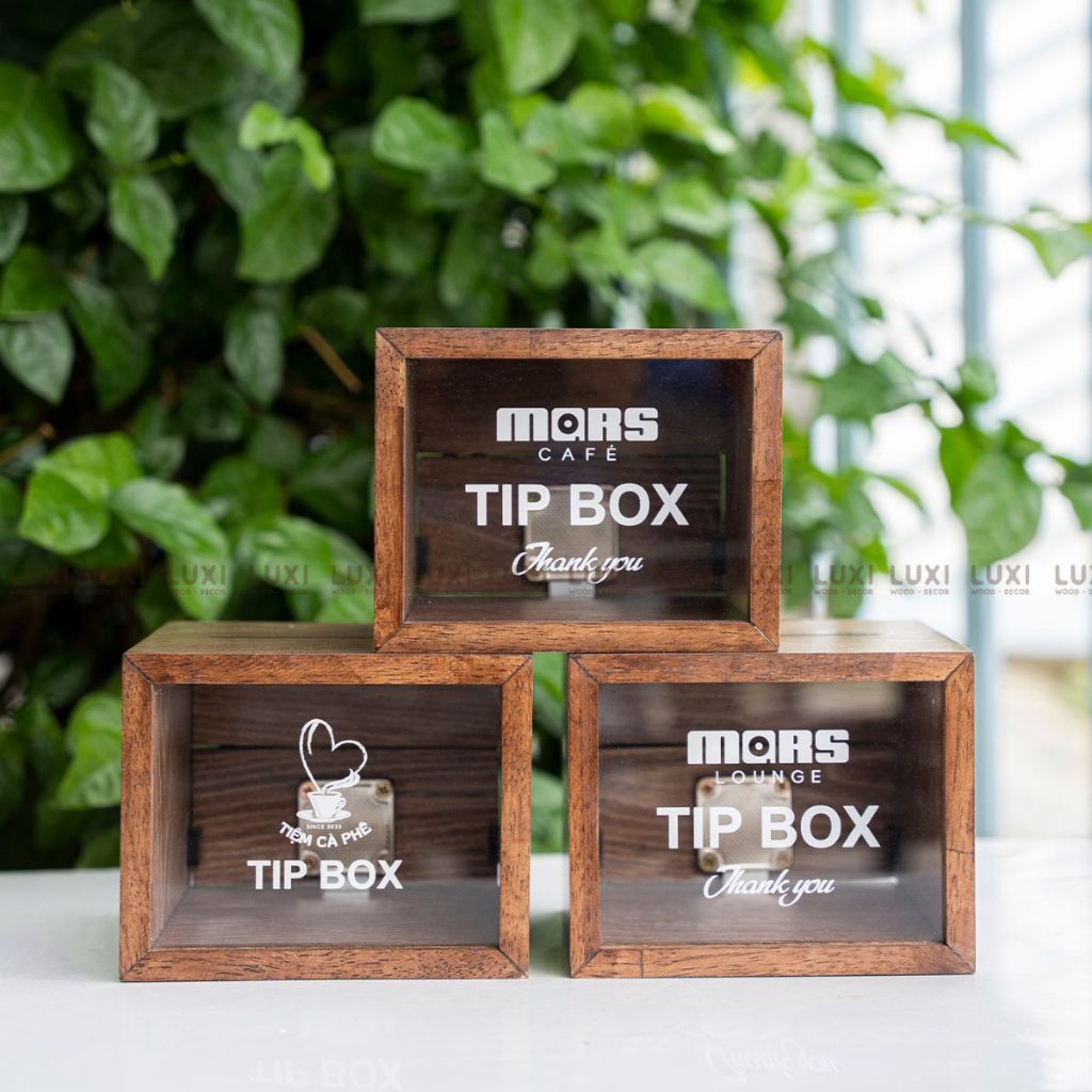 Hcm l WOODEN TIP BOX, TIP MONEY BOX (FREE PRINTING LGOO) - LUXI DECOR ...