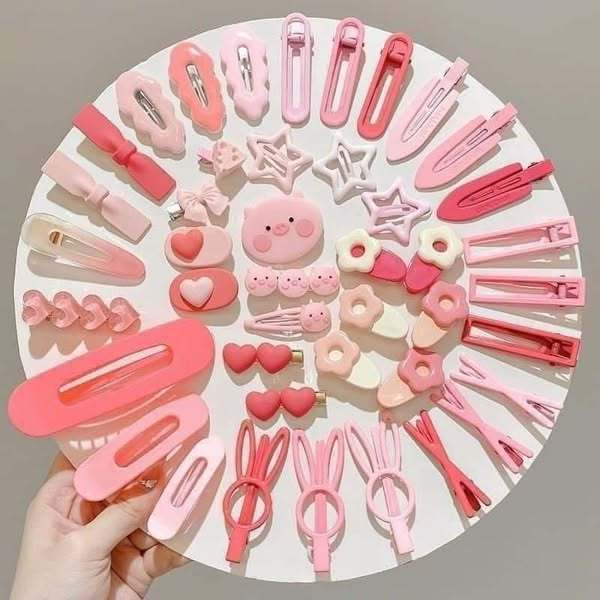 Pink hair clip set 19 Piece set 19 cute pink hairbag for her.khosi899 ...