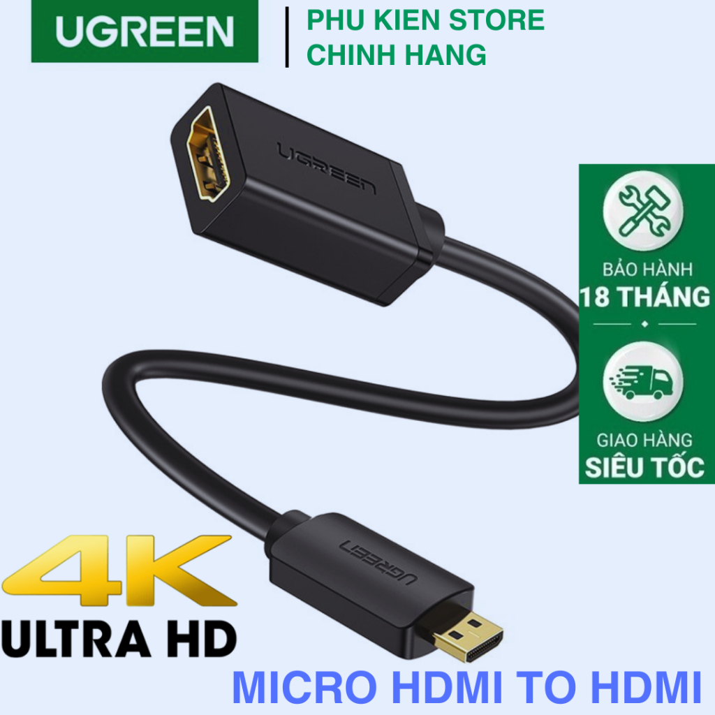 Ugreen Genuine Micro HDMI Cable to HDMI Female and Reverse Header Cable ...