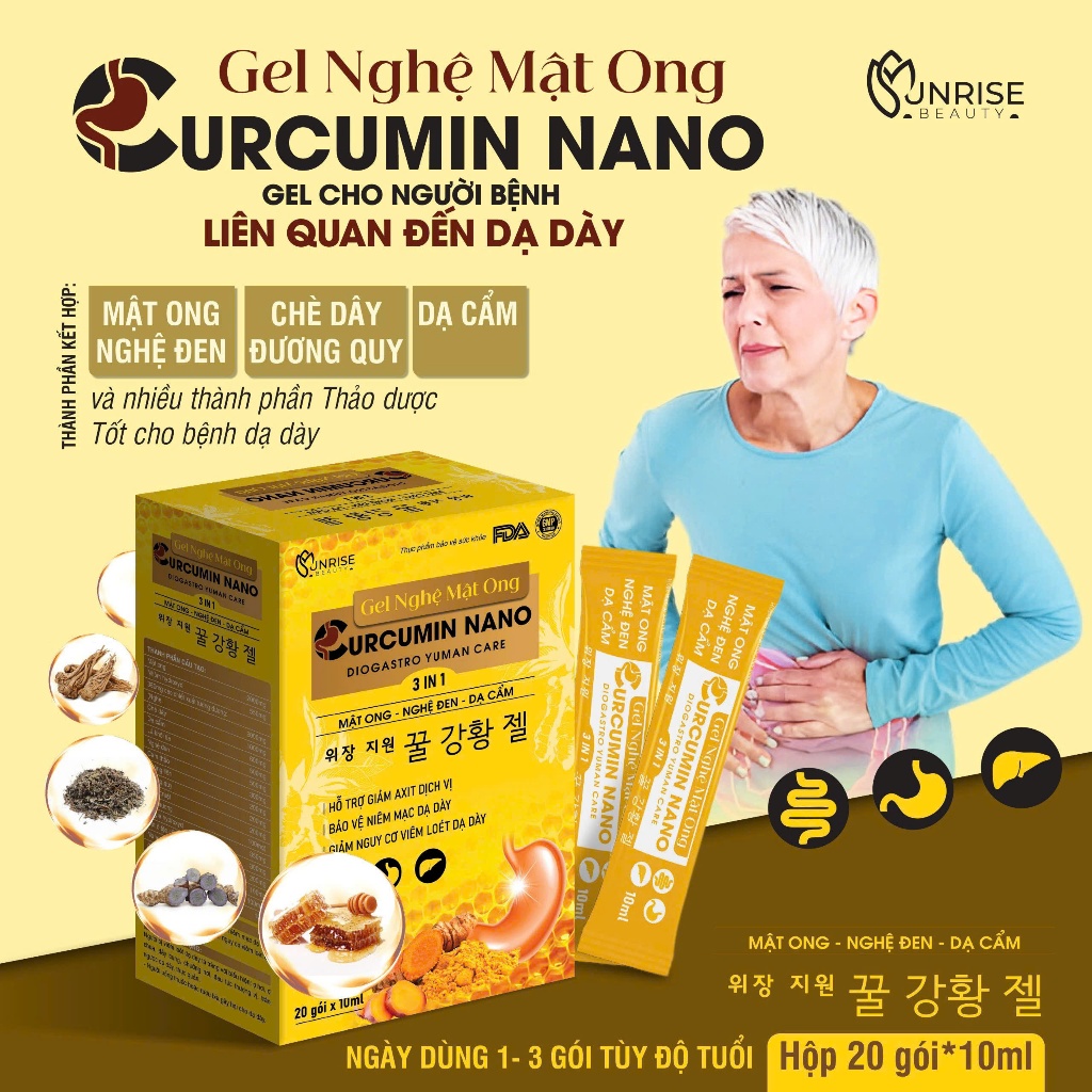 Curcumin Nano honey turmeric Gel with black turmeric and black stomach helps reduce stomach ...