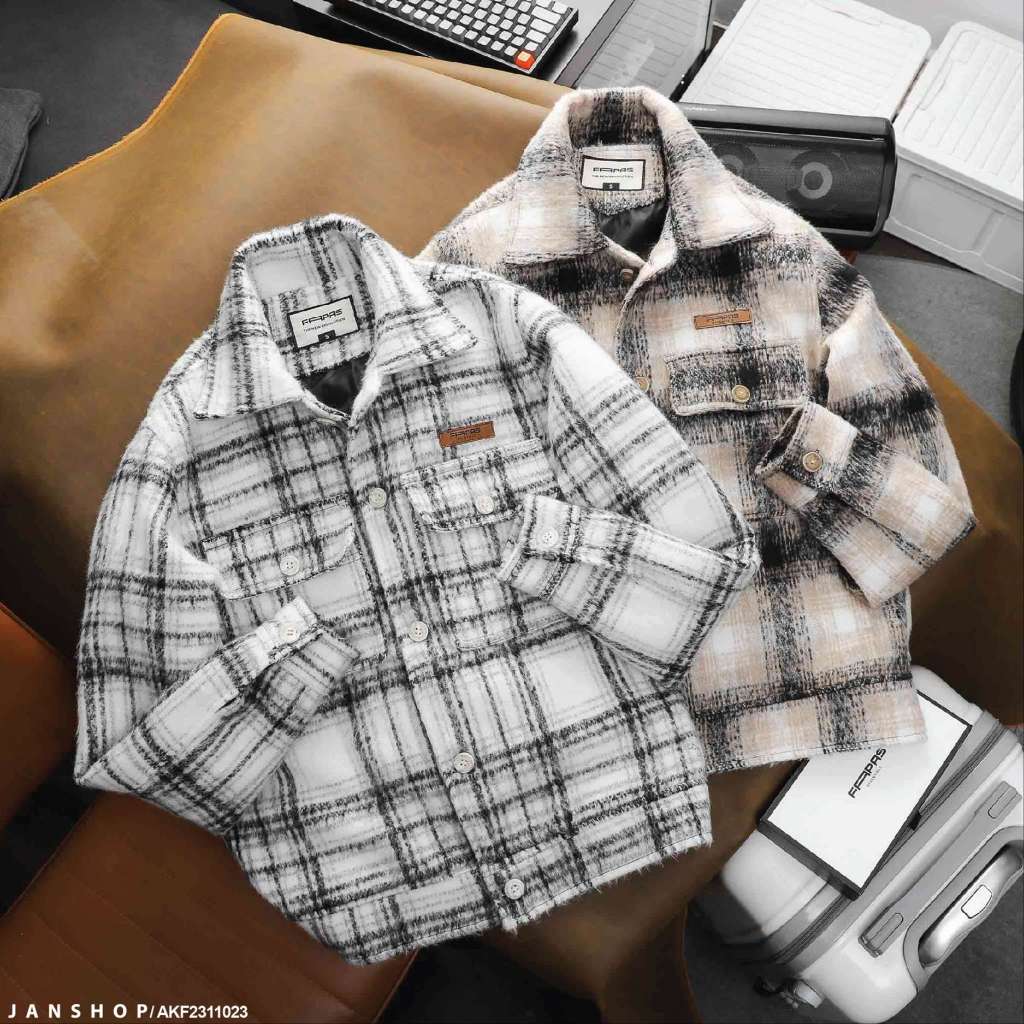 Jacket Fapas Regular Ruler caro, felt fabric inside lined with parachute layer, simple checkered ...