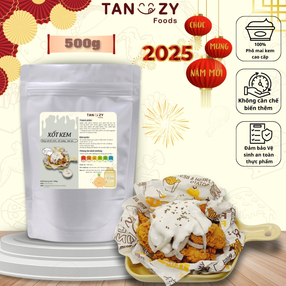 Creamy Tanzy Foods Onion and Cheese Cream Sauce 500g covered with fried ...