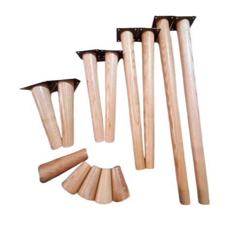 Slanted round cypress wood table legs of all sizes from 100mm to 450mm ...
