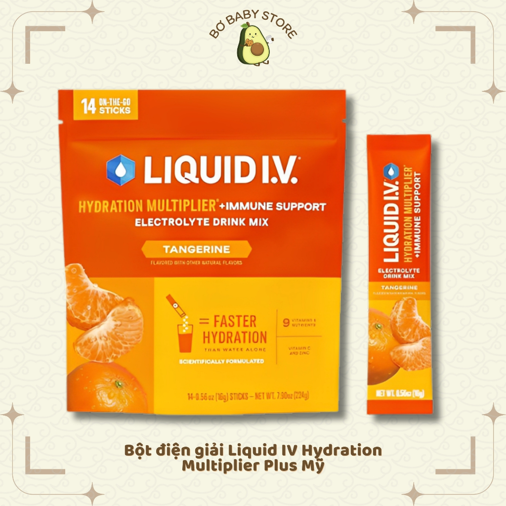 Liquid IV Hydration Multiplier Plus Electrolyte Powder Tangerine Flavor ...