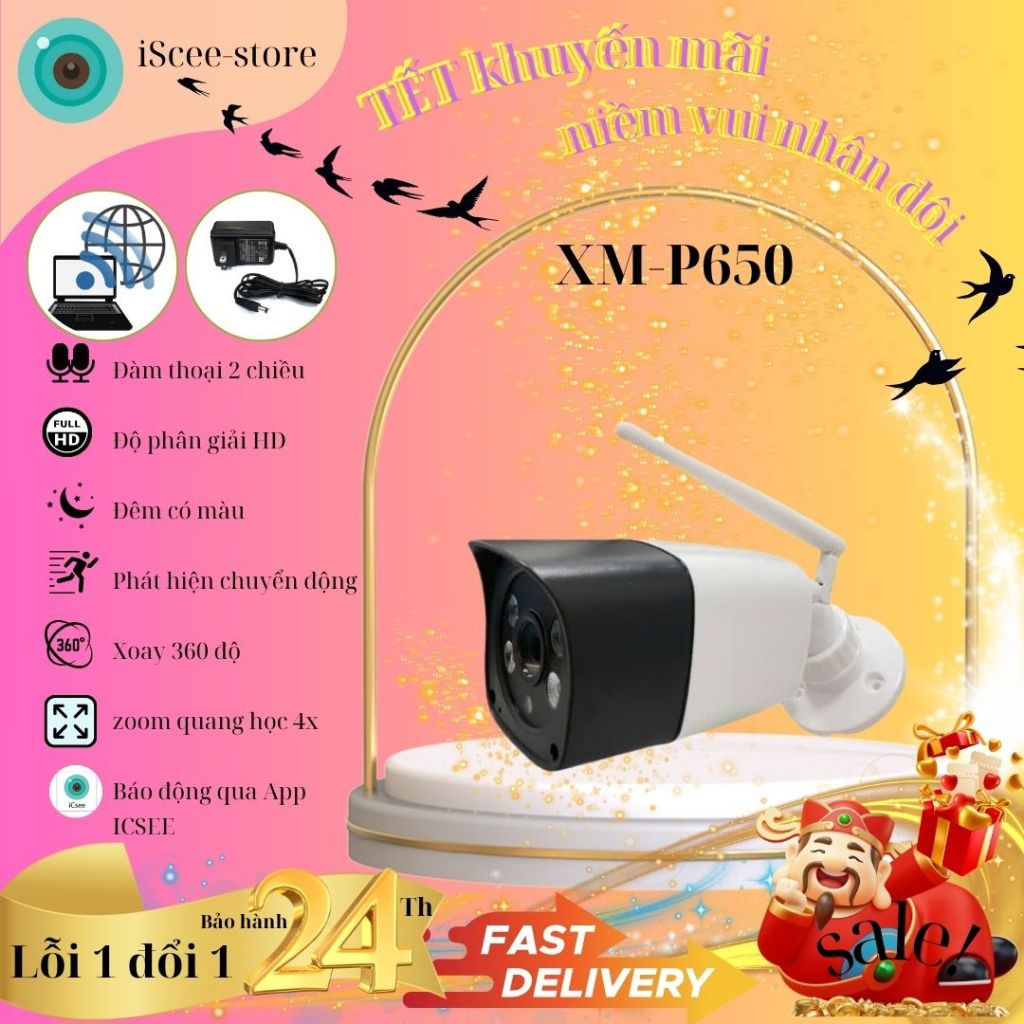 Icsee XM-P650 FULL color outdoor Camera with long range that glows at ...