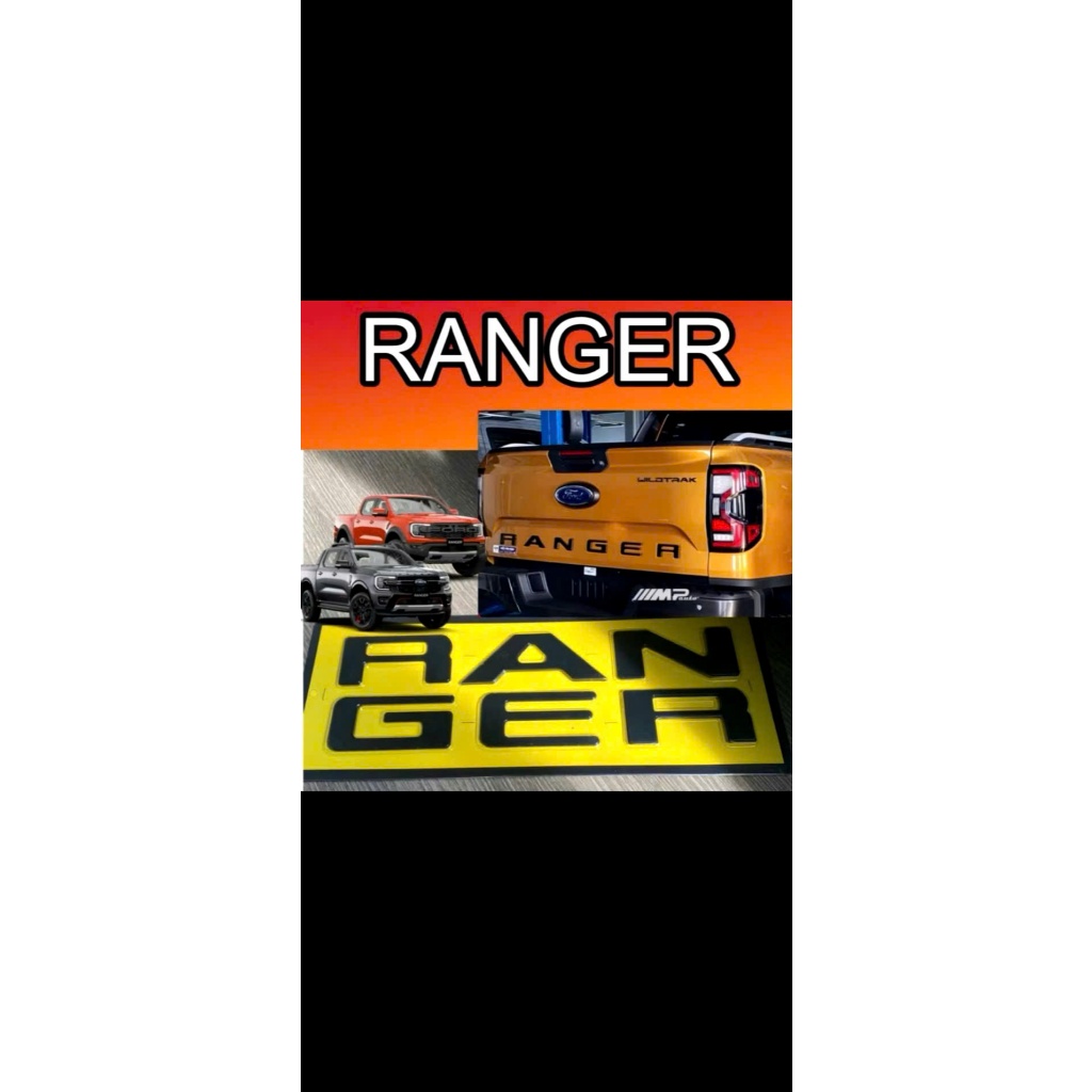 Ranger lettering on the trunk of Ford Ranger 2023 - 2024. Embossed ...