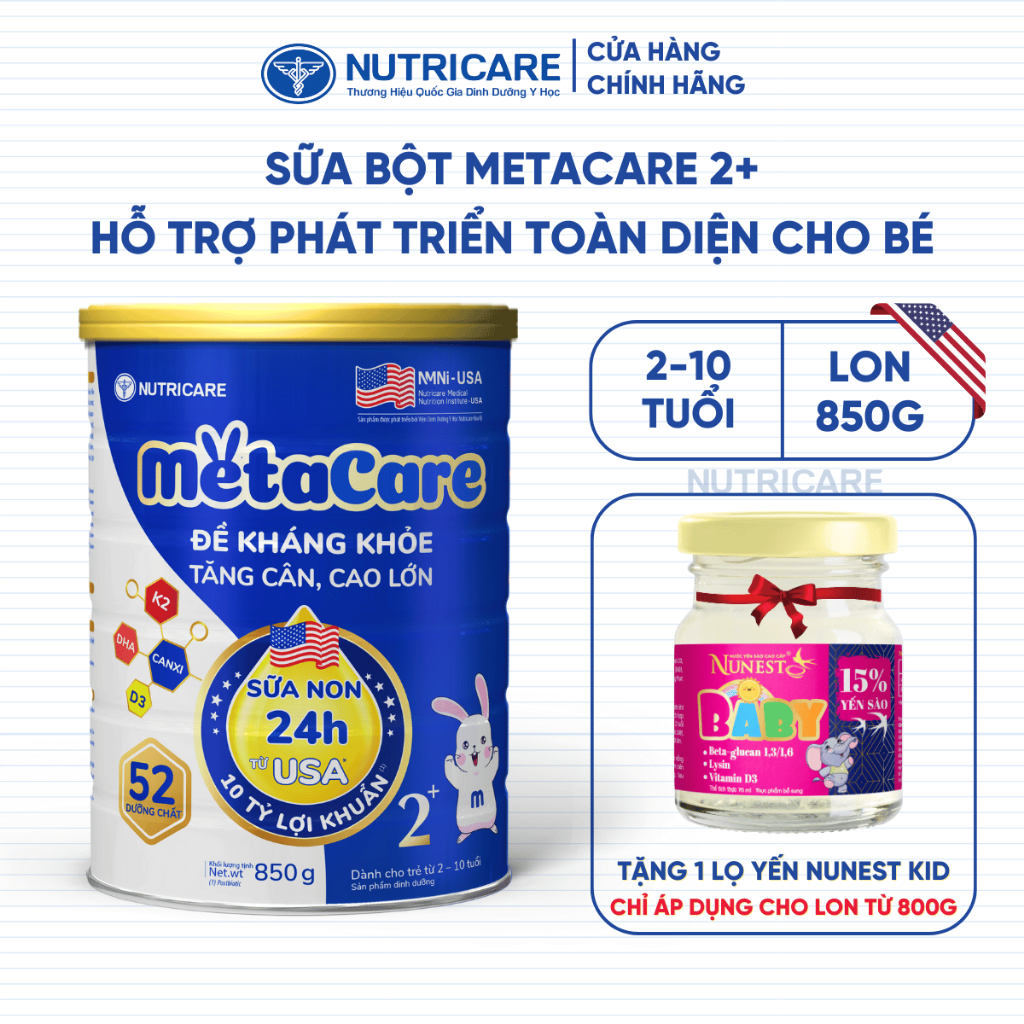 Metacare 2+ Nutricare Powdered Milk Helps Babies Gain Weight, Develop Height, Enhance Resistance ...